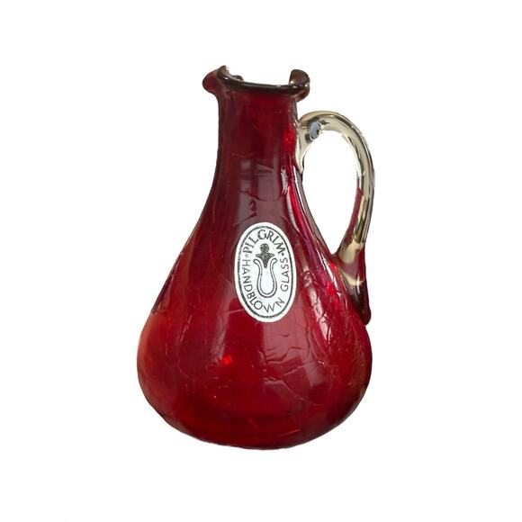 Pilgrim | Dining | Vintage Pilgrim Glass Pitcher Ruby Red Crackle ...